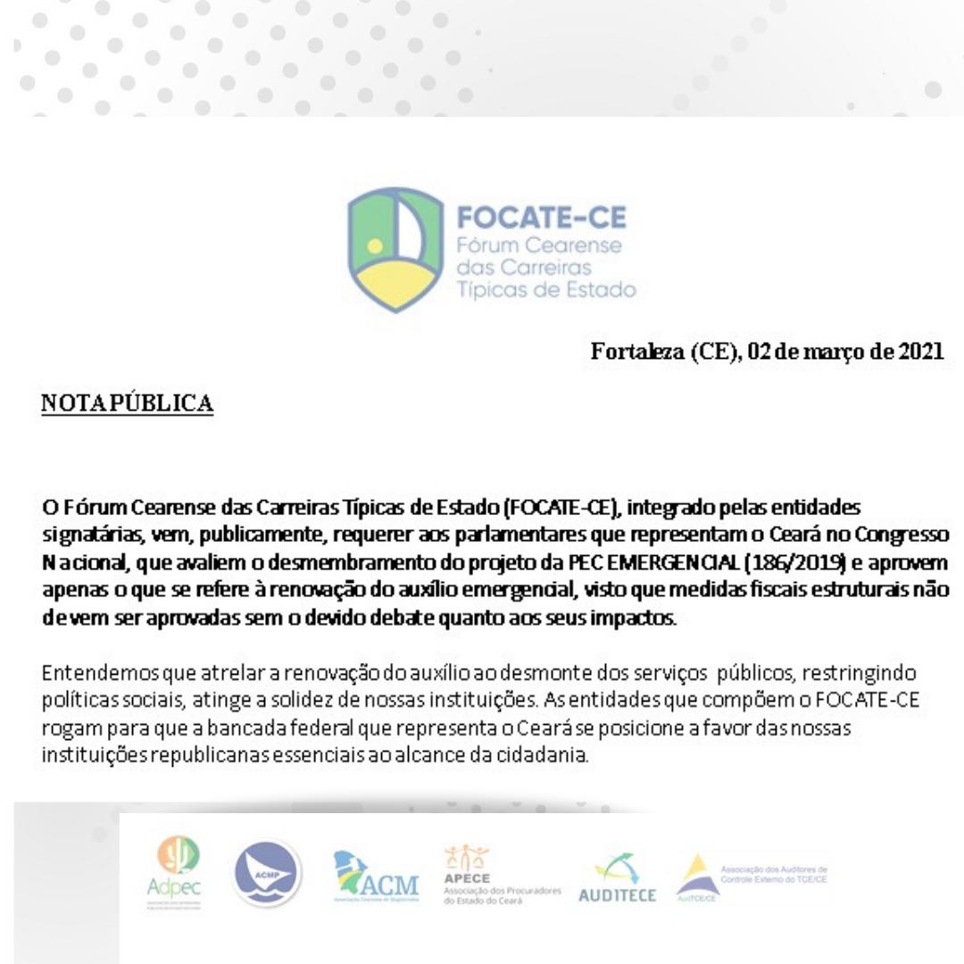 Ofício do FOCATE aos senadores e deputados federais do Ceará ...